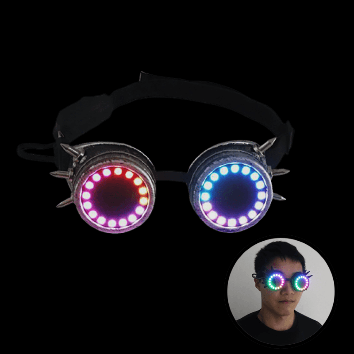 LED Goggles Kaleidoscope Lenses Over 100 Modes | Light Up Wear